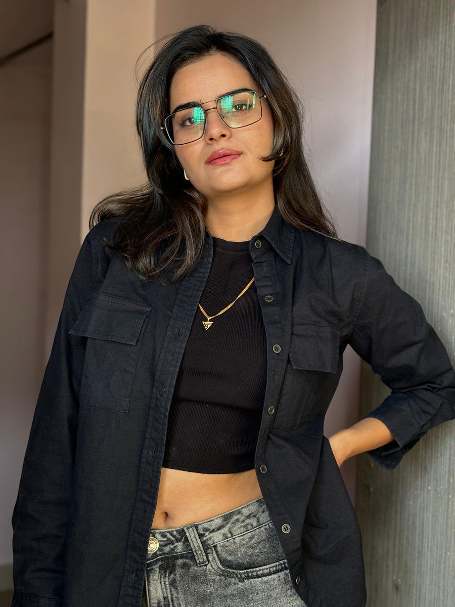Allaya Black Denim Shirt for Women - from GAZILLION – Gazillion